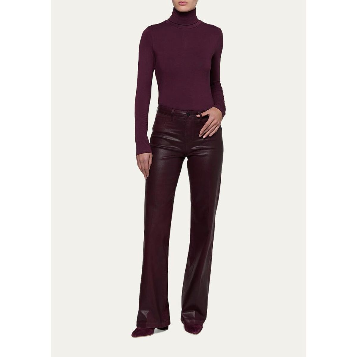 L'AGENCE L'Agence Clayton Coated Wide-Leg Jeans